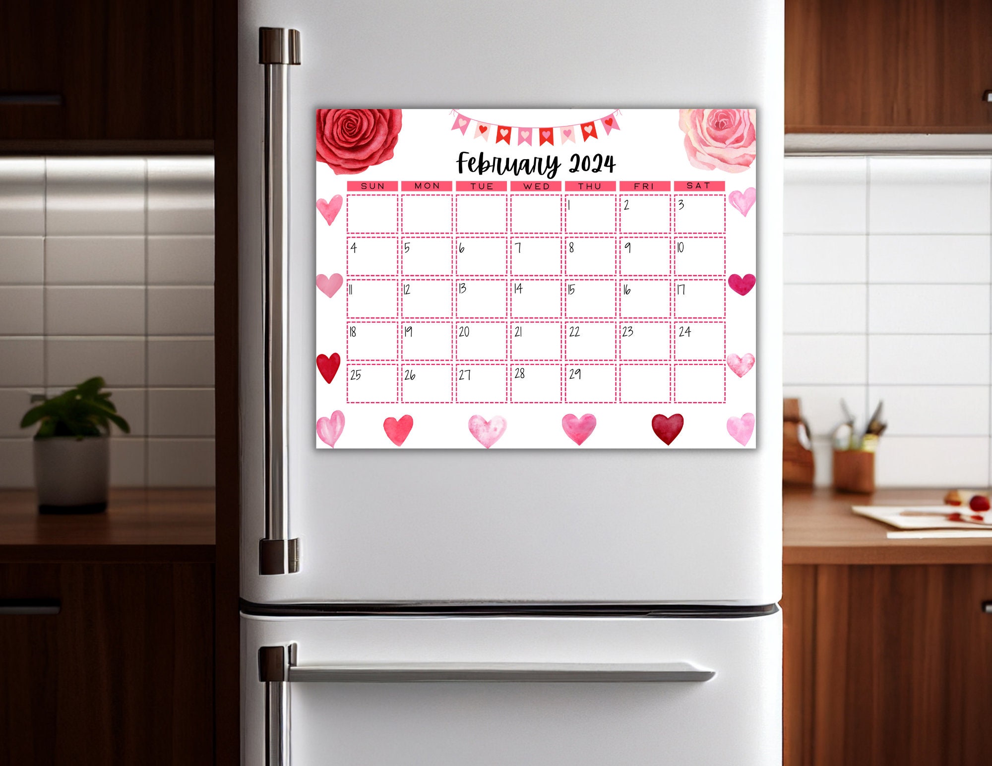 EDITABLE Printable February Calendar 2024 Beautiful - Etsy