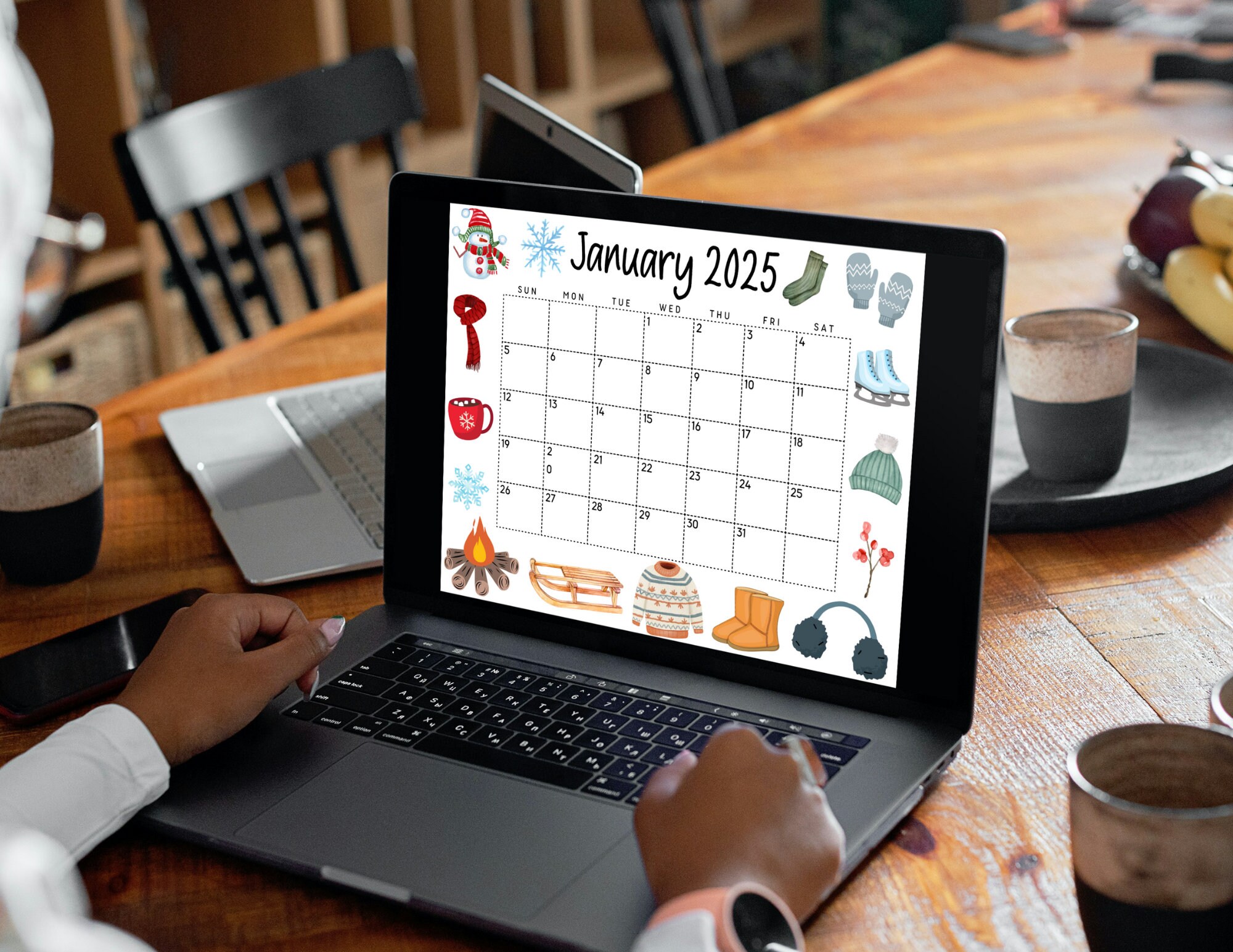 EDITABLE Printable January 2025 Calendar Beautiful Winter Themed ...