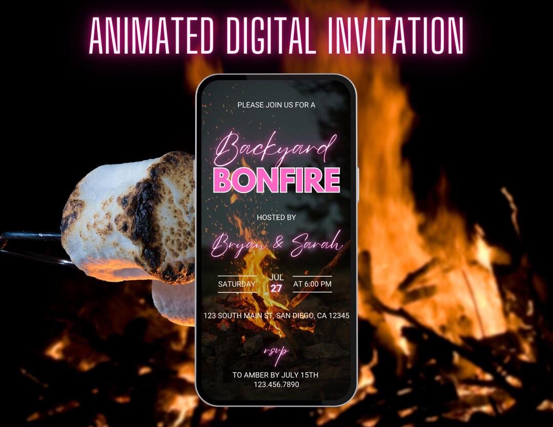 Digital Backyard Bonfire Party Invitation | Backyard BBQ | Bonfire ...