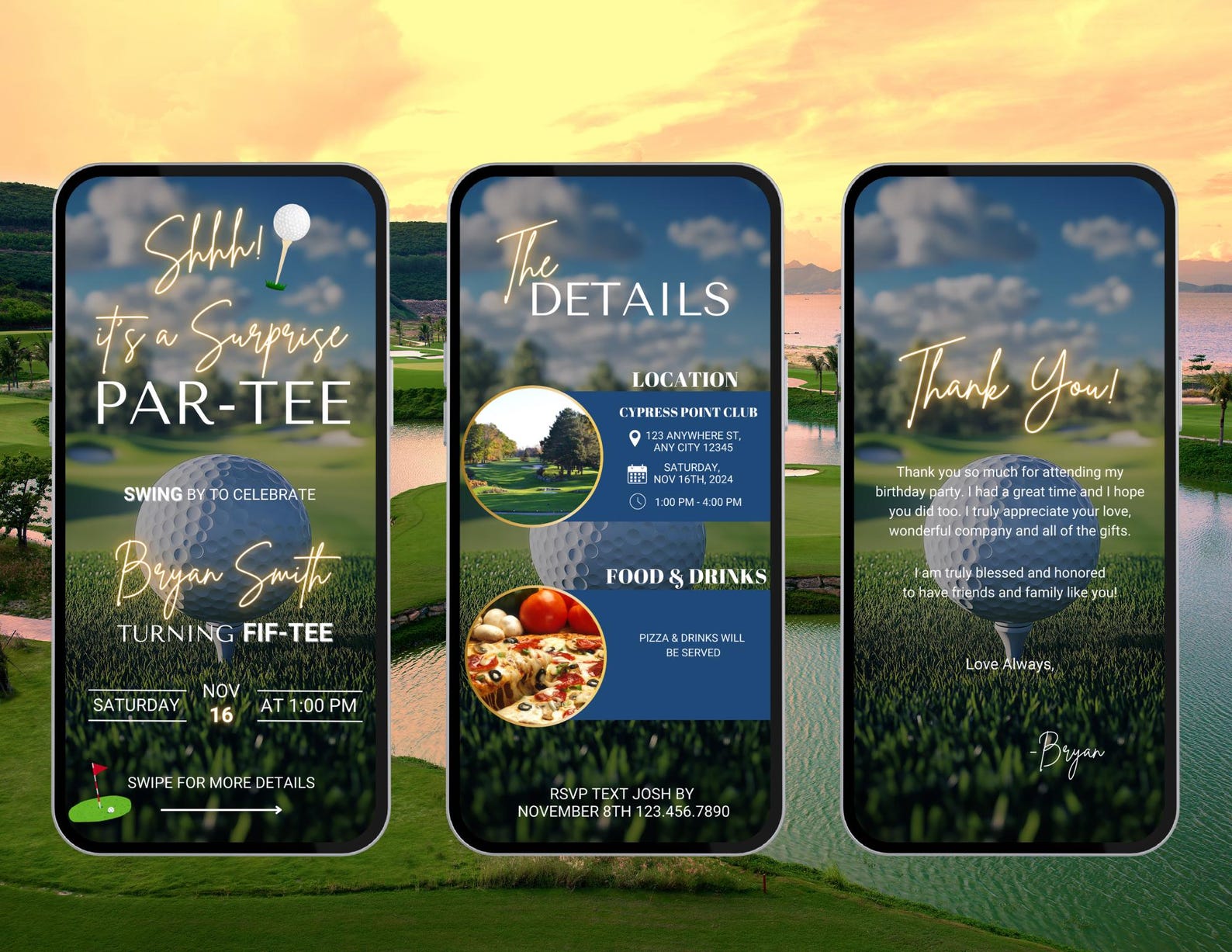 Digital Golf Birthday Invitation | Golfing Birthday Invite | Golfing ...
