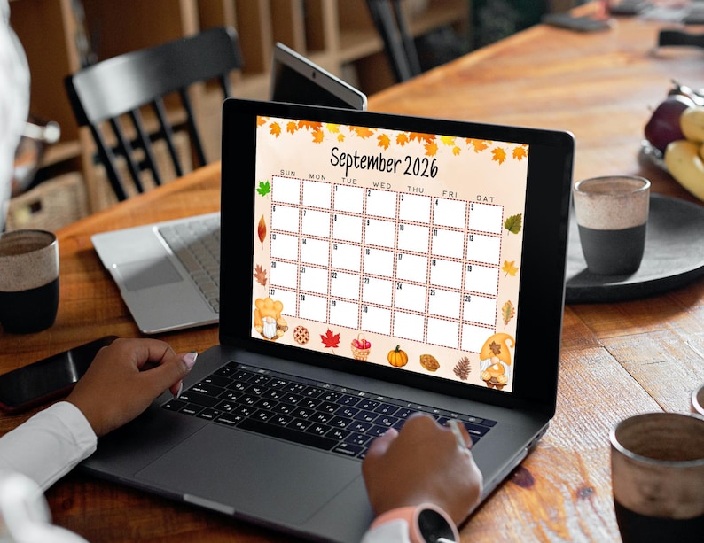 EDITABLE Printable September Calendar 2026 | Cute Gnome Fall Calendar W ...