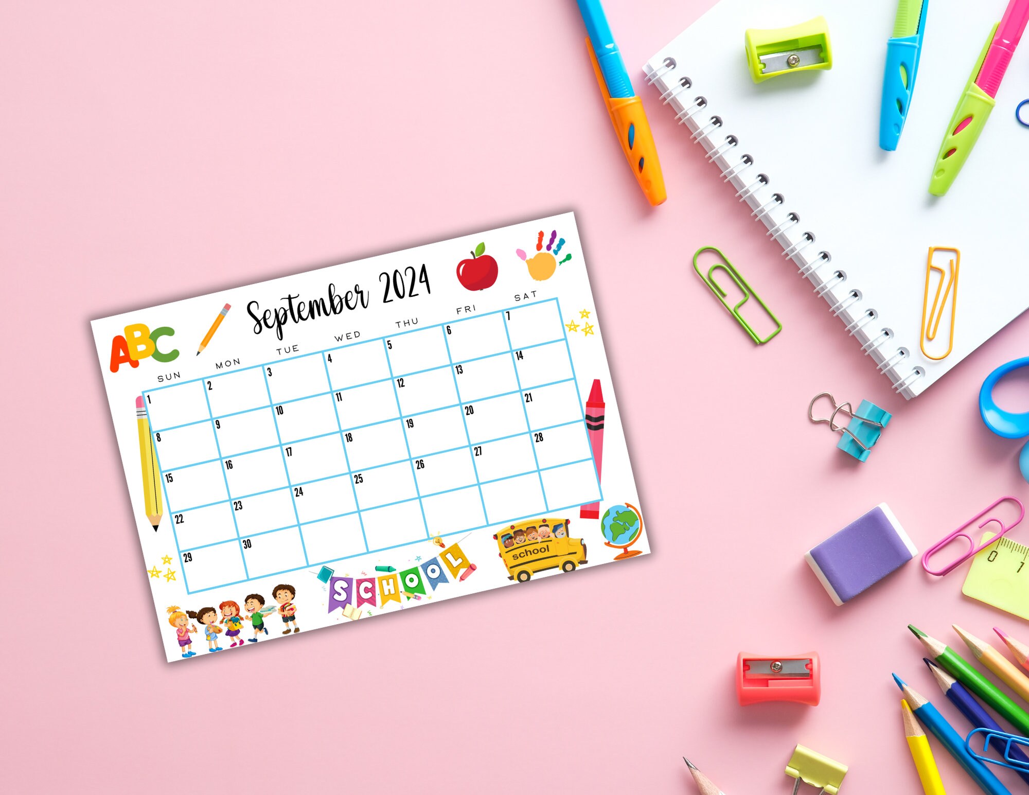 EDITABLE Printable September Calendar 2024 Back to School Calendar ...