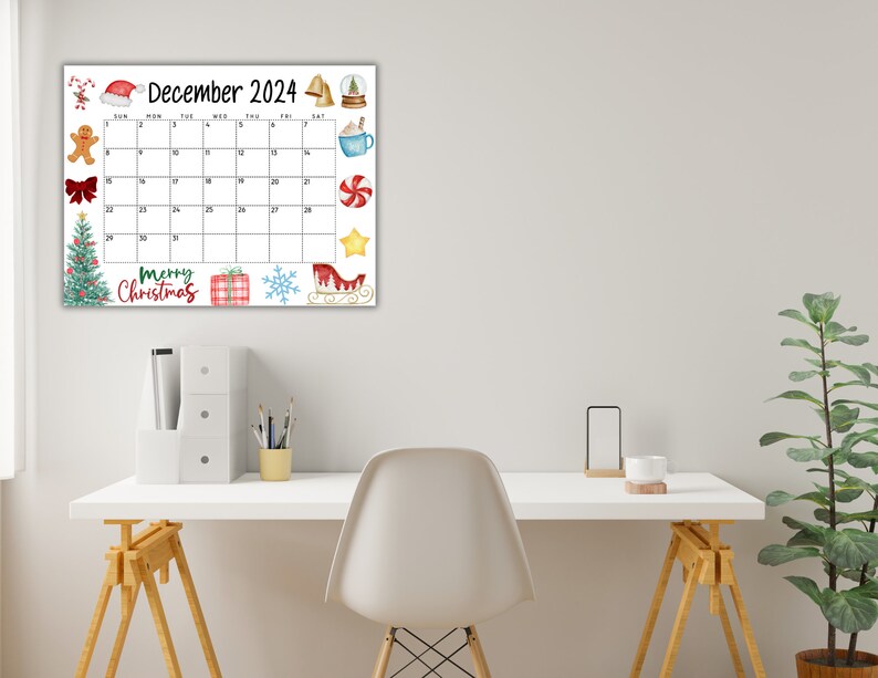 EDITABLE Printable December Calendar 2024 Cute Christmas Calendar ...