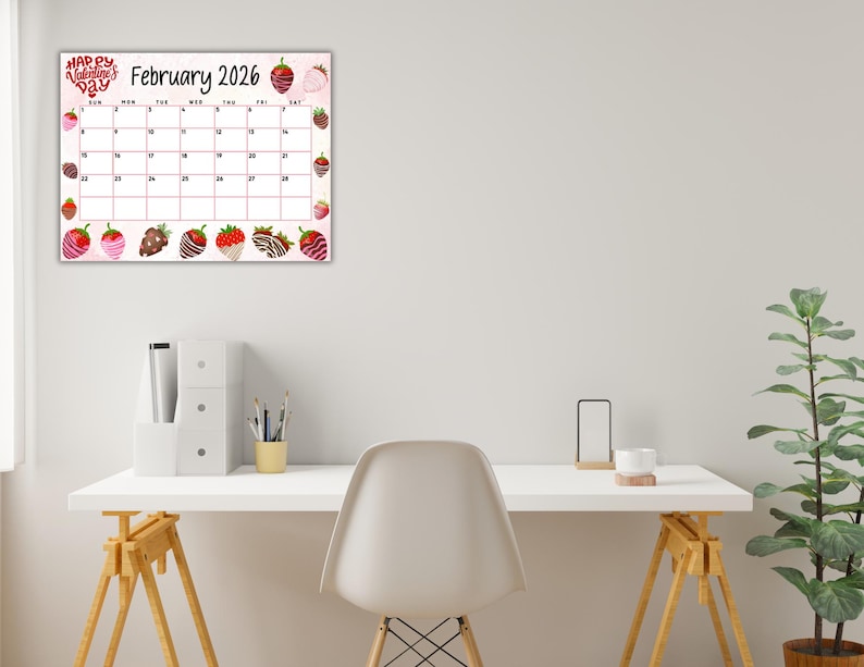 EDITABLE Printable February Calendar 2026 | Cute Valentine's Day ...