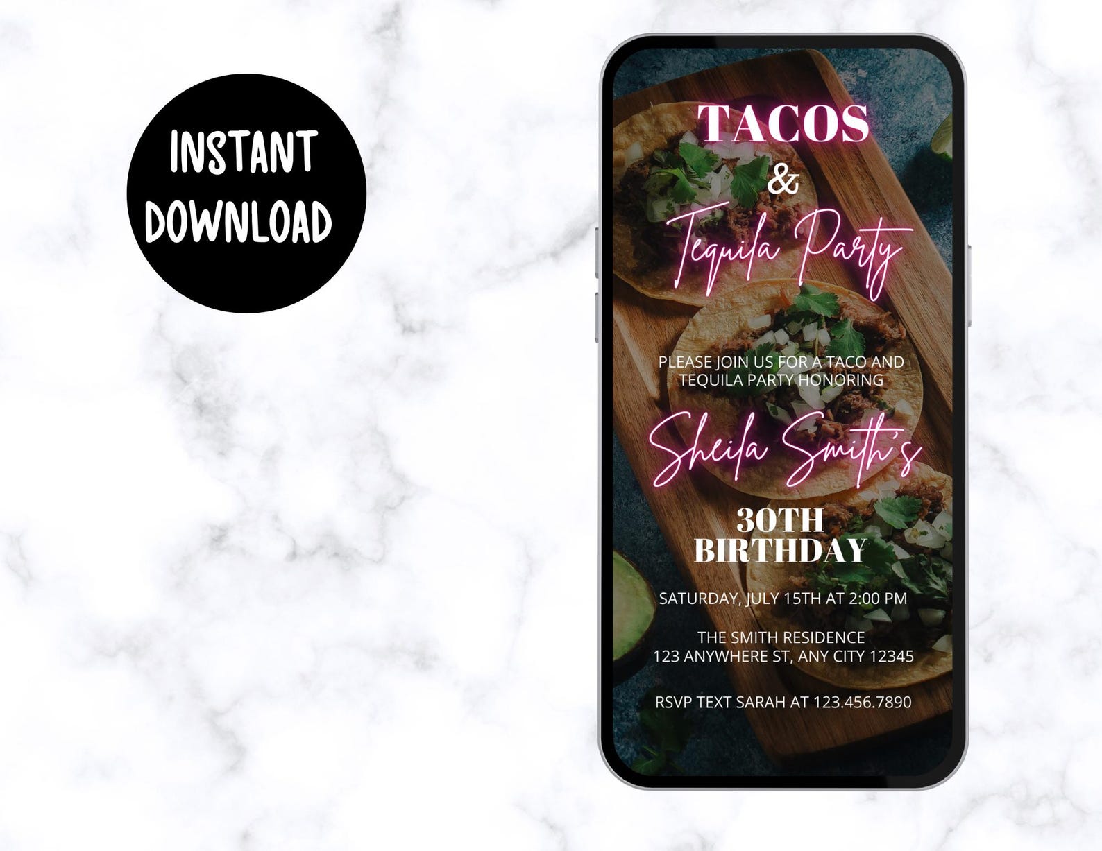 Digital Tacos and Tequila Party Invite | Fiesta Invite | Tacos and ...