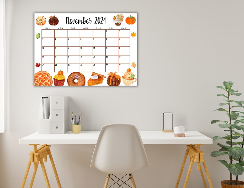 EDITABLE Printable November Calendar 2024 Beautiful Fall Sweets Themed ...