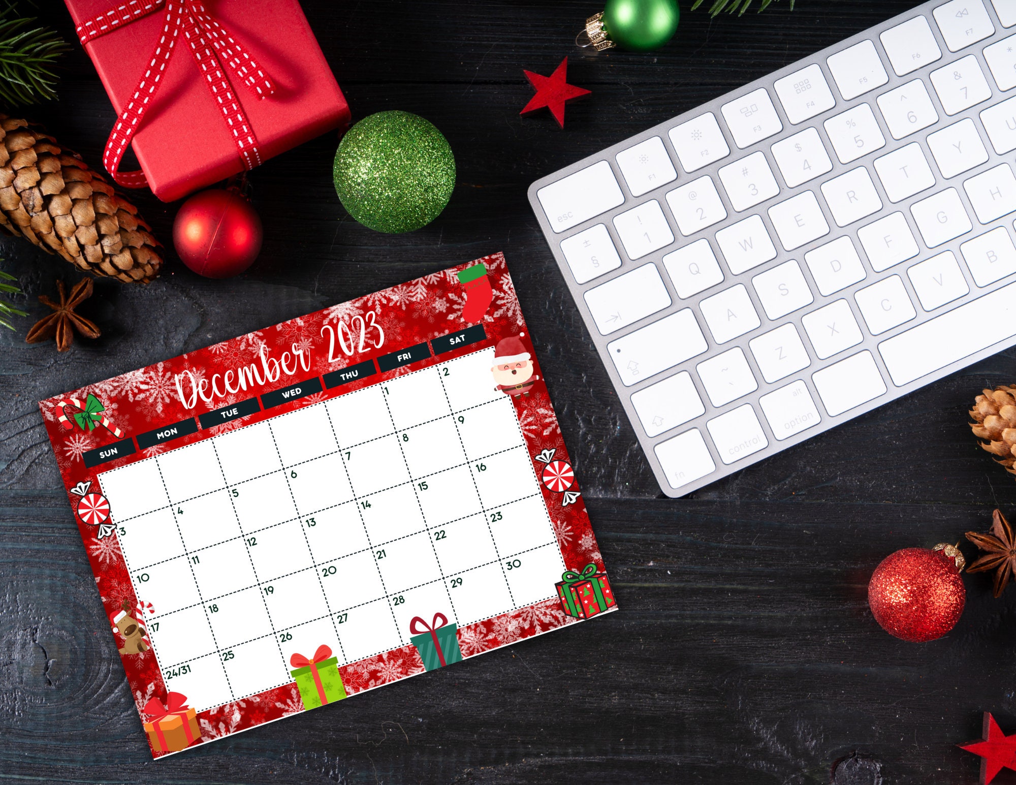 EDITABLE Printable December Calendar 2023 Christmas Calendar Holiday ...