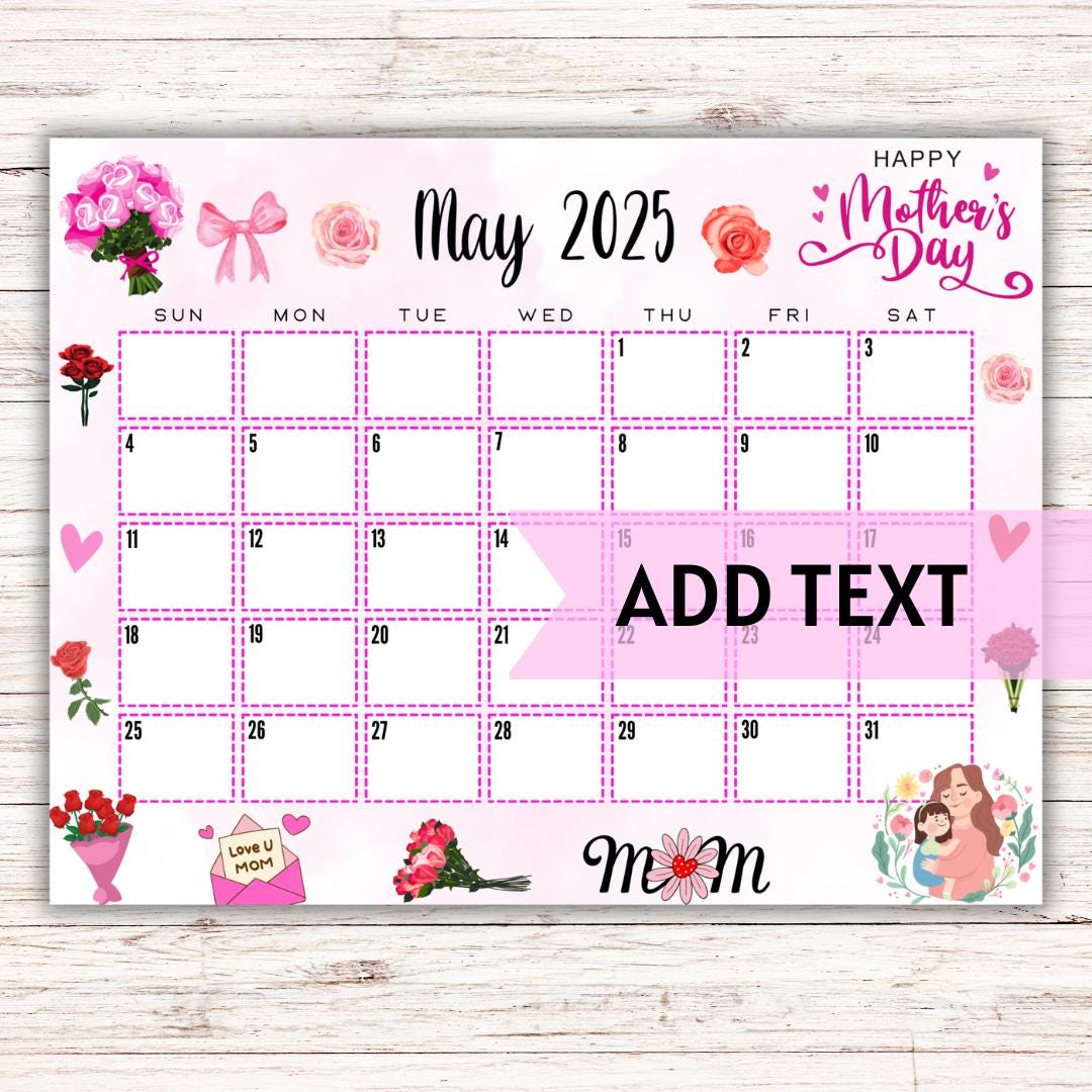 Calendario de mayo 2025 imprimible y editable / Lindo calendario del ...