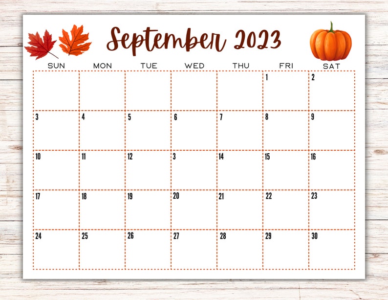 EDITABLE Printable September Calendar 2023 Fall September - Etsy