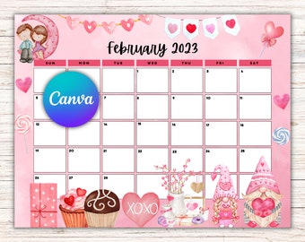 February Printable Calendar - Etsy