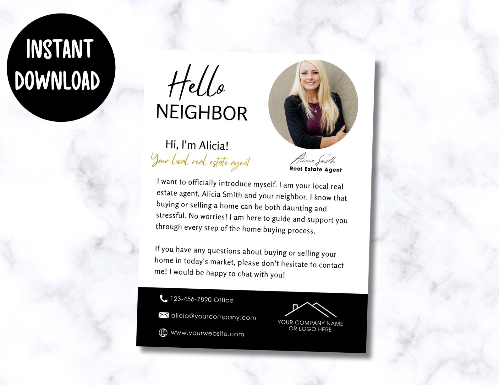 Hello Neighbor Introduction Letter | Real Estate Introduction Flyer ...