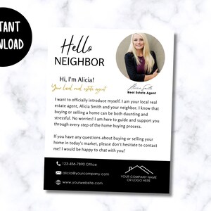 Hello Neighbor Introduction Letter | Real Estate Introduction Flyer ...