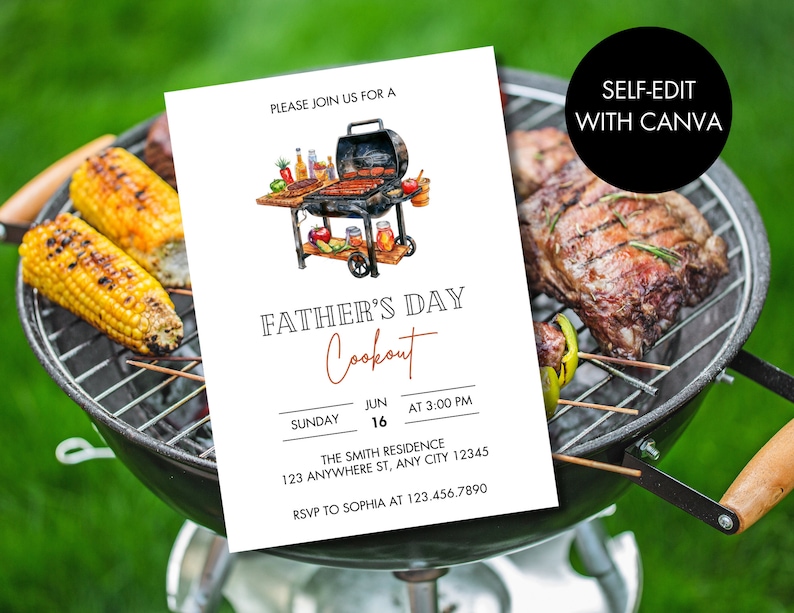 Editable Fathers Day Barbecue Invitation | Father's Day Cookout ...