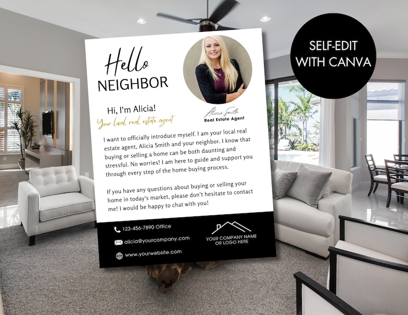 Hello Neighbor Introduction Letter | Real Estate Introduction Flyer ...