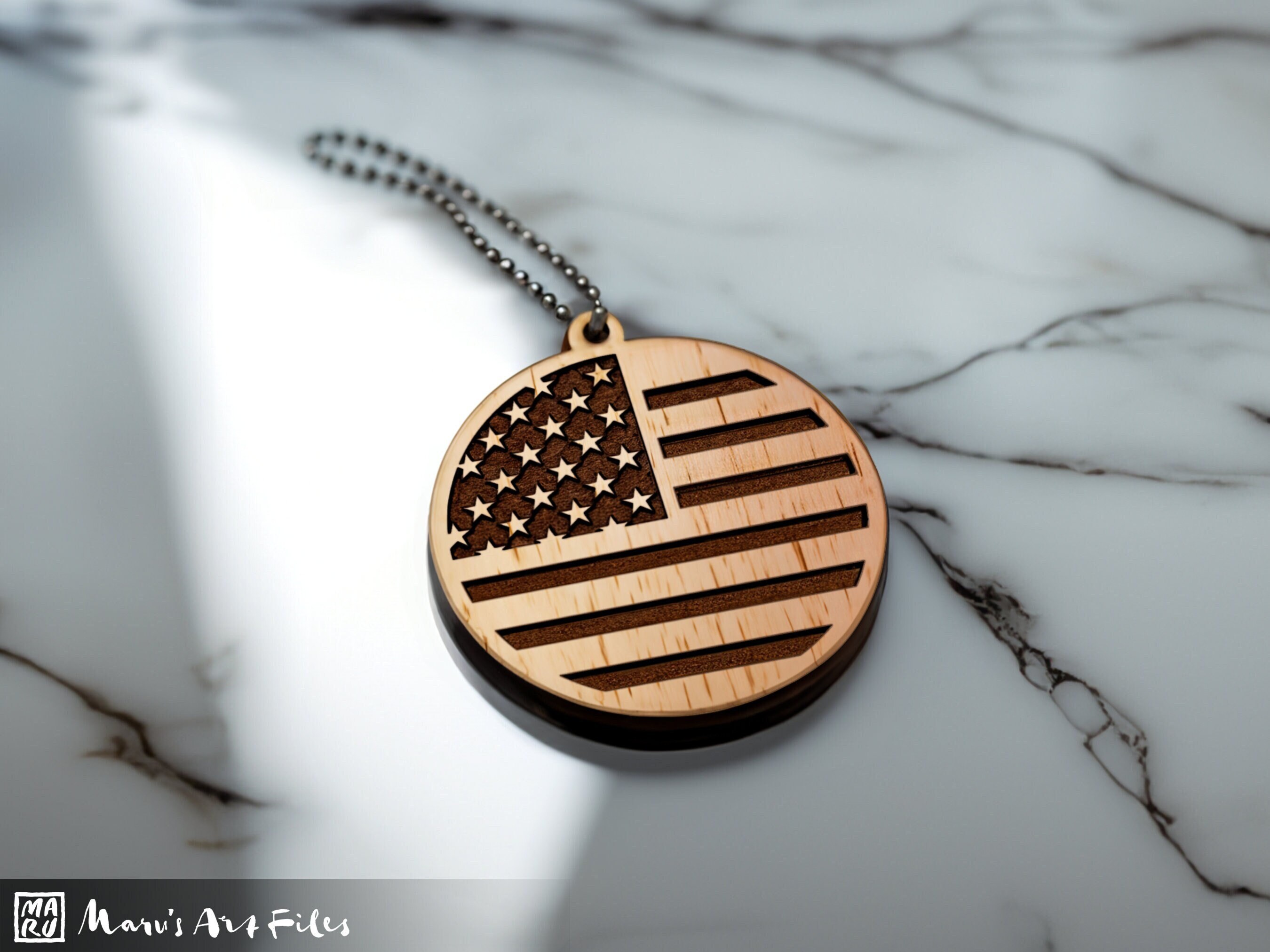 American Flag Pendant SVG Patriotic Inspo Wood Leather - Etsy