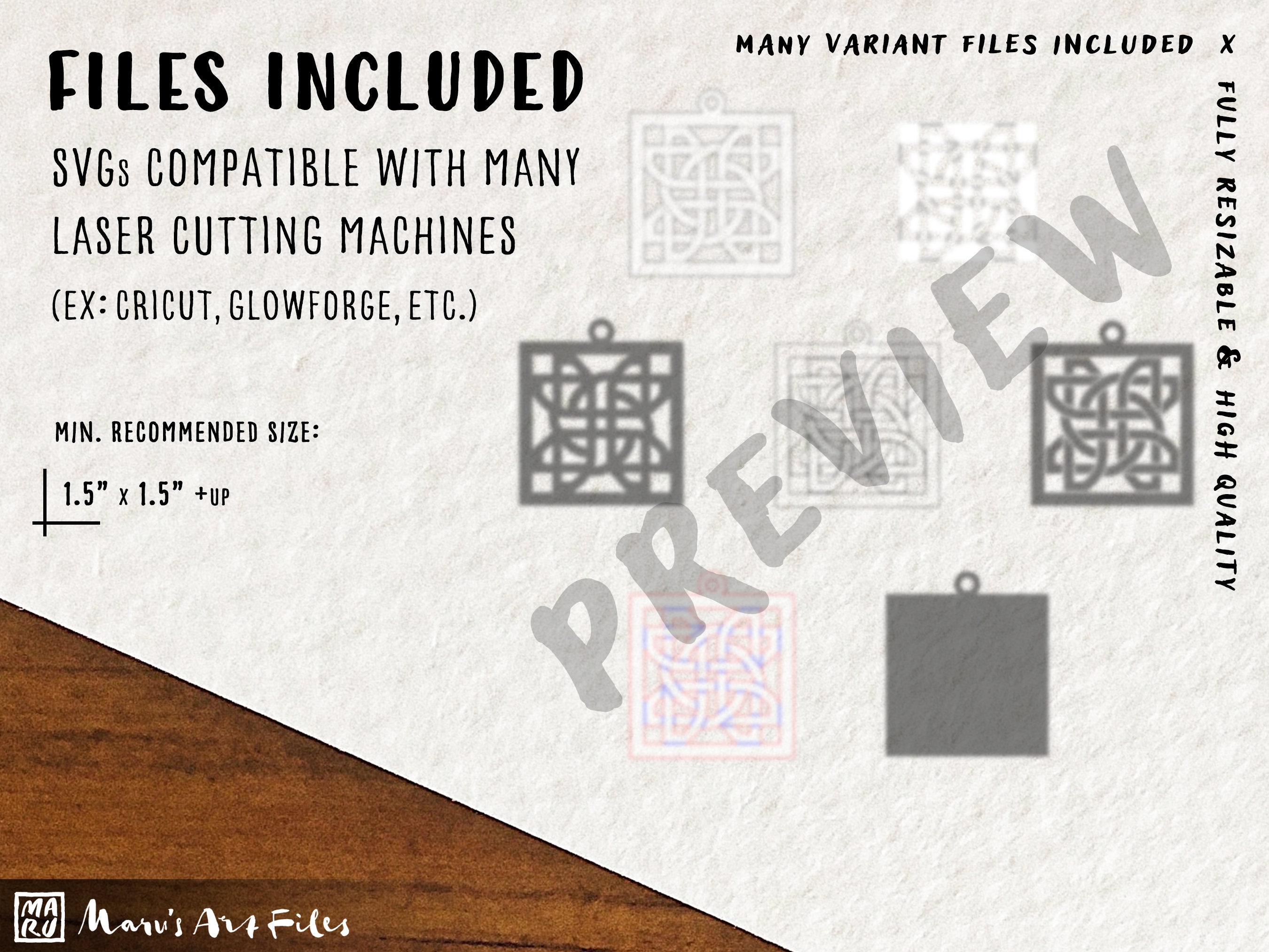 Celtic Inspired Square Pendant SVG Glowforge Cricut Template Design ...