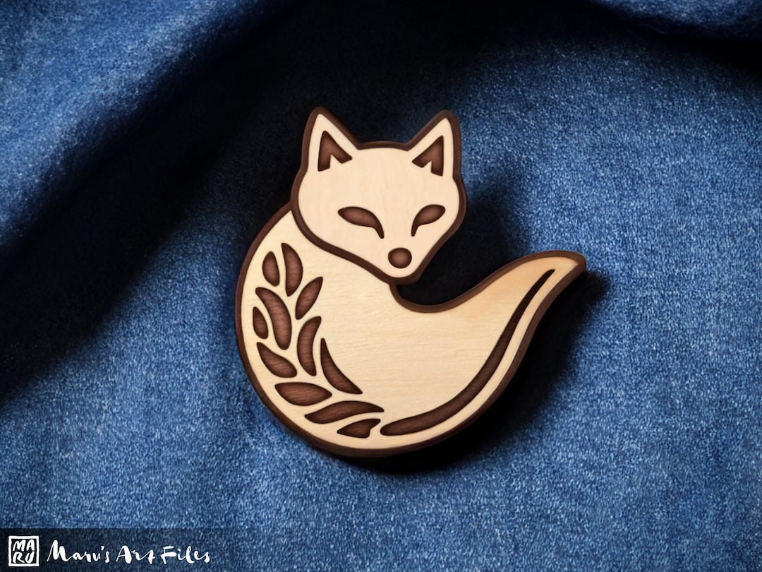 Cute Fox Brooch Pin SVG • Glowforge Cricut Laser Template • High ...
