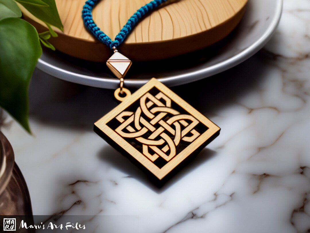 Celtic Inspired Square Pendant SVG • Glowforge Cricut Template Design ...