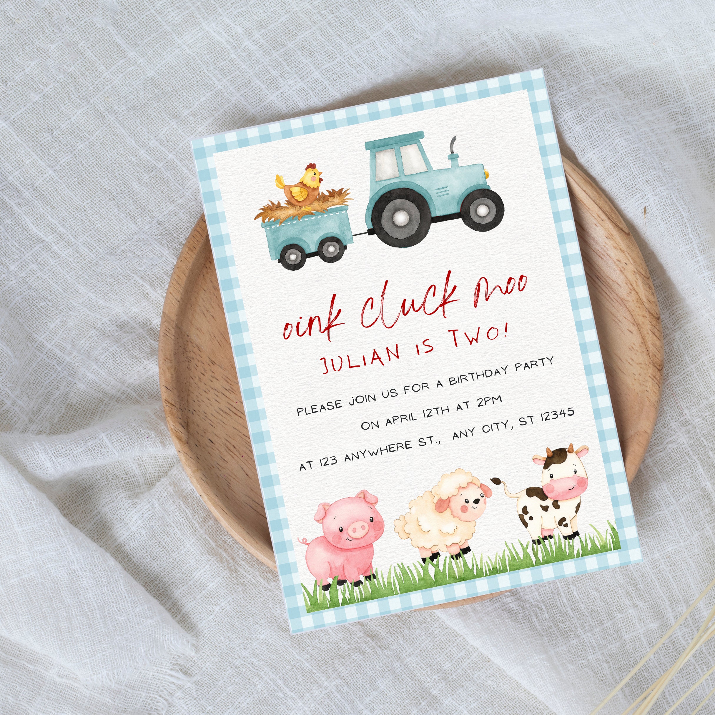 Farm Birthday Invitation, Farm 1st Birthday, Cute Farm Invitation, Boy ...