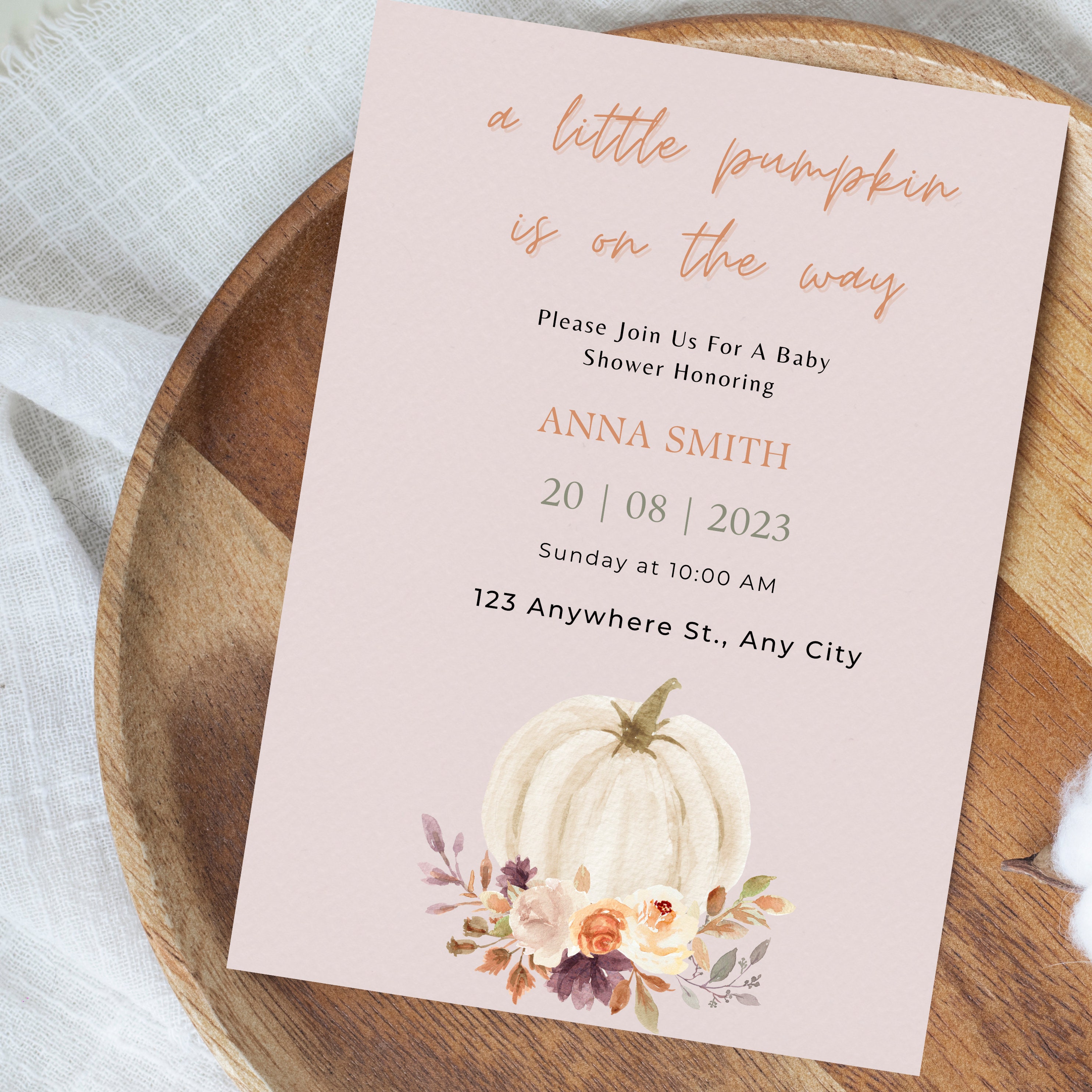 Pumpkin Baby Shower Invitation, Little Pumpkin Invitation, Fall Baby ...