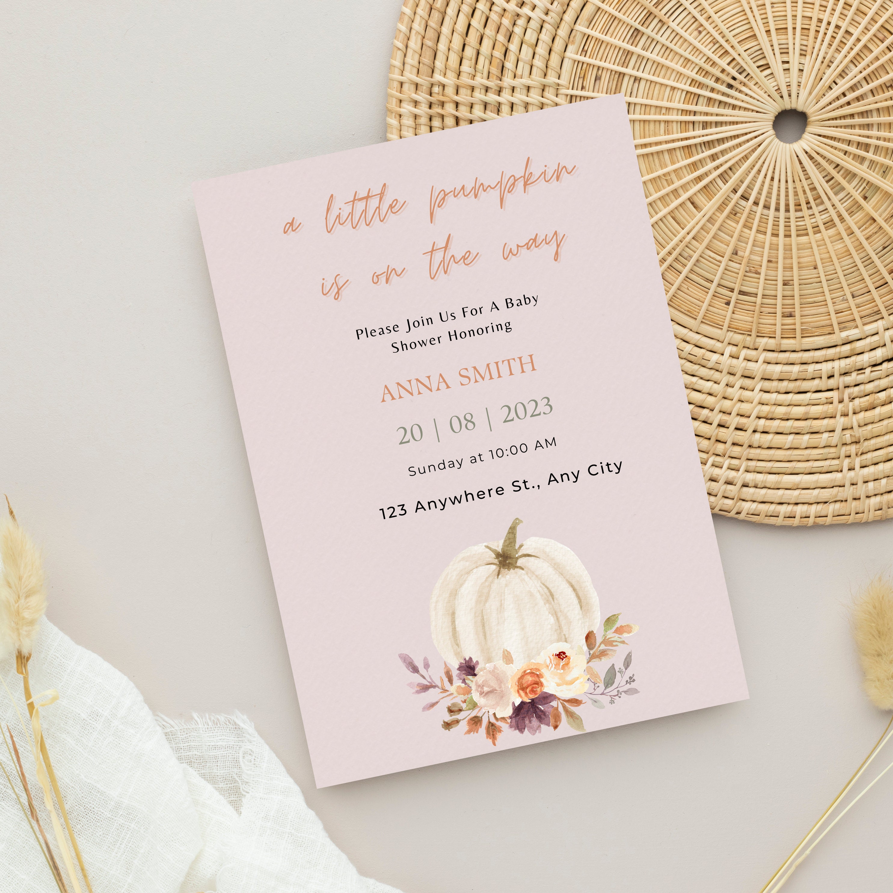 Pumpkin Baby Shower Invitation, Little Pumpkin Invitation, Fall Baby ...