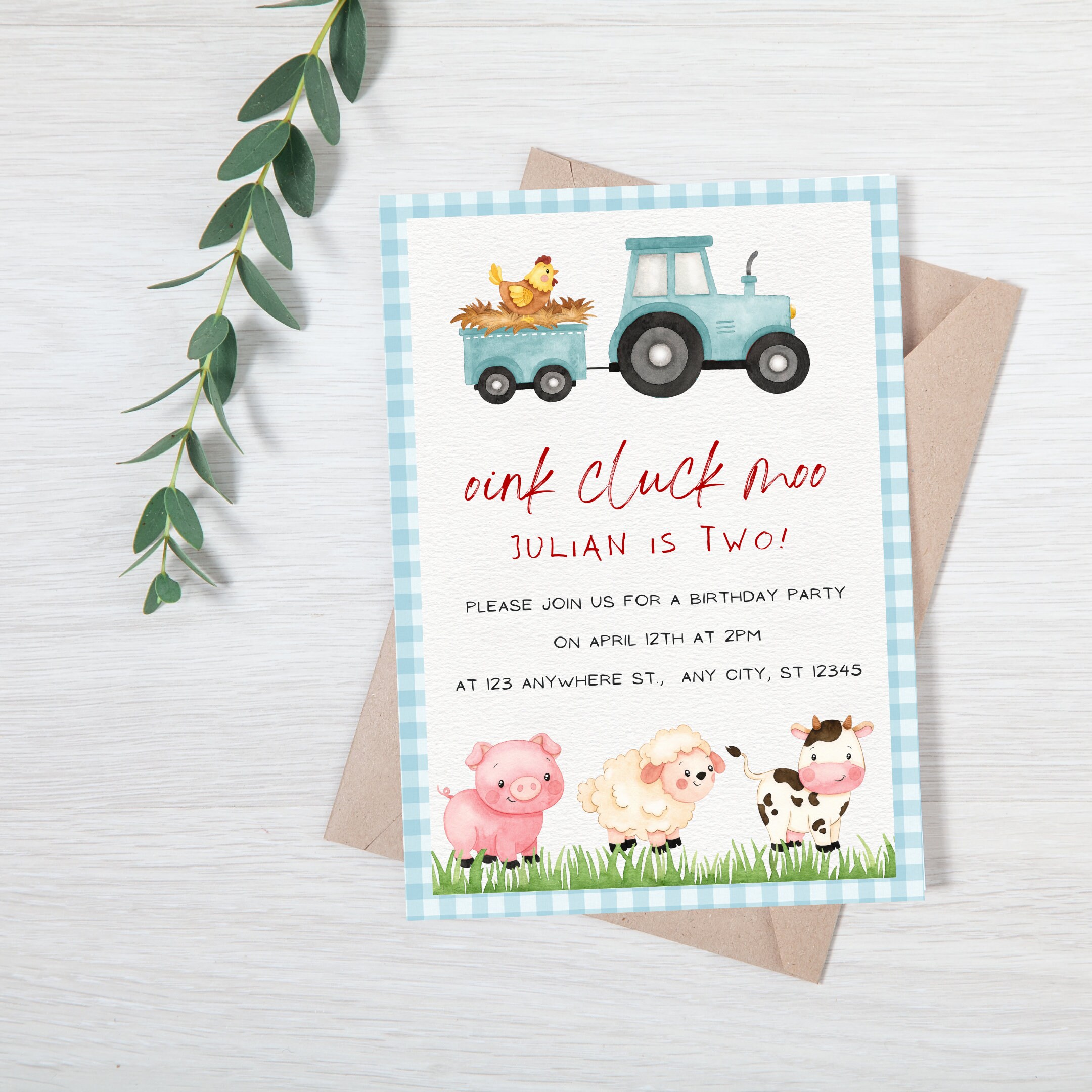 Farm Birthday Invitation, Farm 1st Birthday, Cute Farm Invitation, Boy ...
