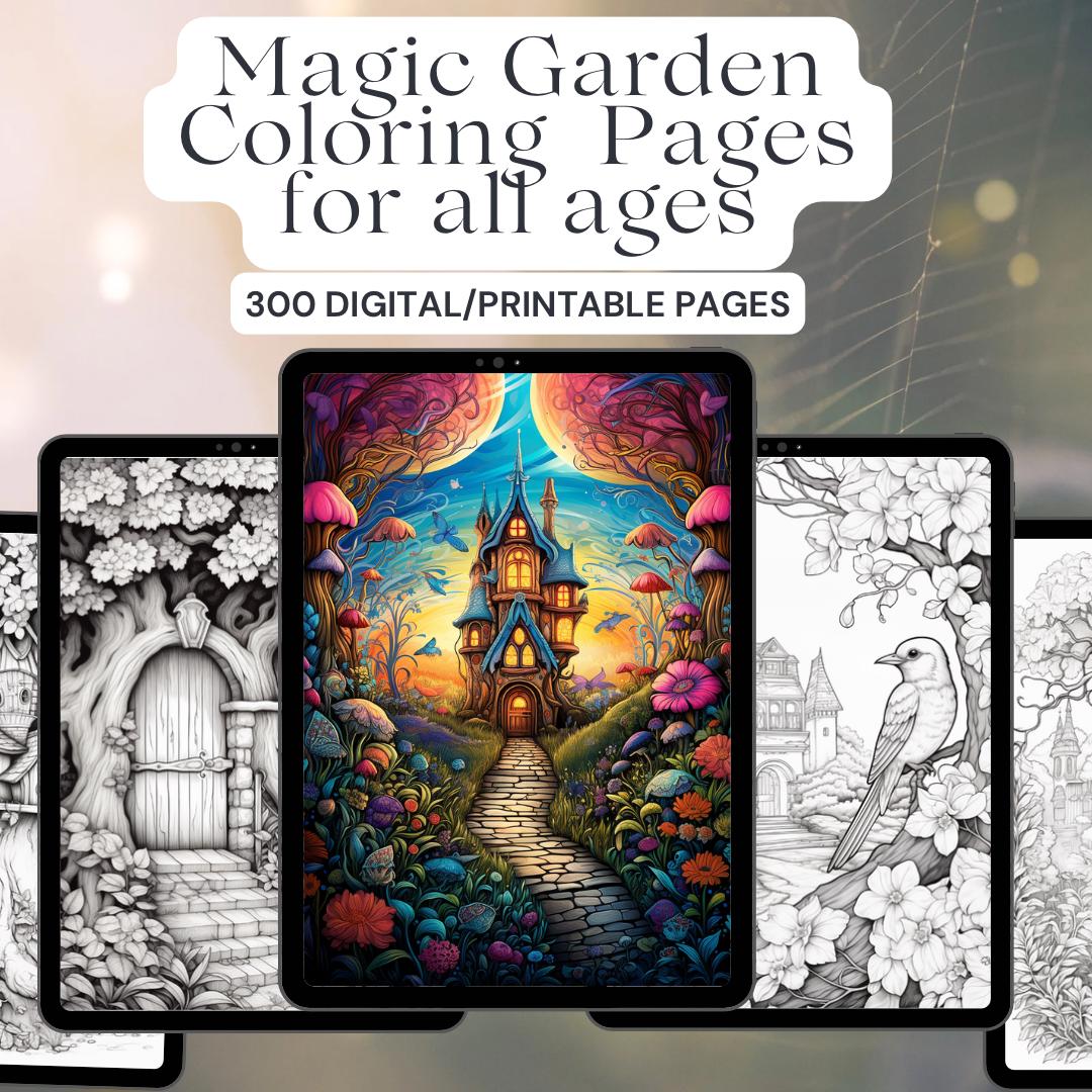 Magic Garden Coloring Pages 300, Digital Download Coloring Book ...