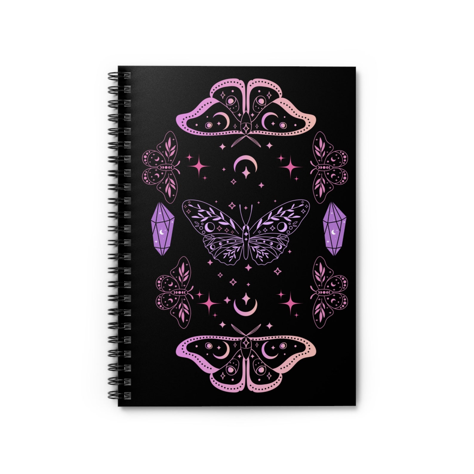 Moth and Butterfly Spiral Notebook - Ruled Line, Purple Moth Spiral ...