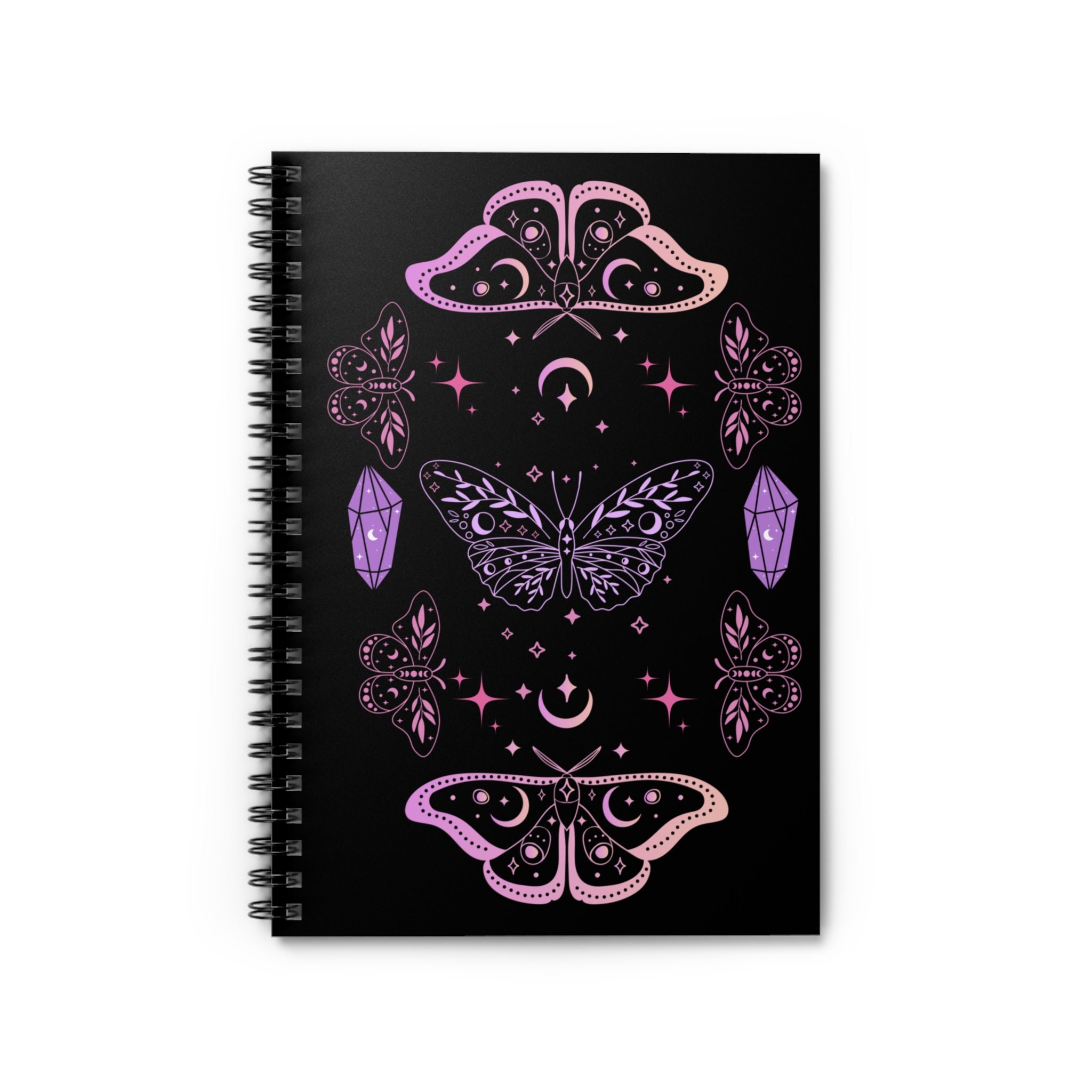 Moth and Butterfly Spiral Notebook - Ruled Line, Purple Moth Spiral ...
