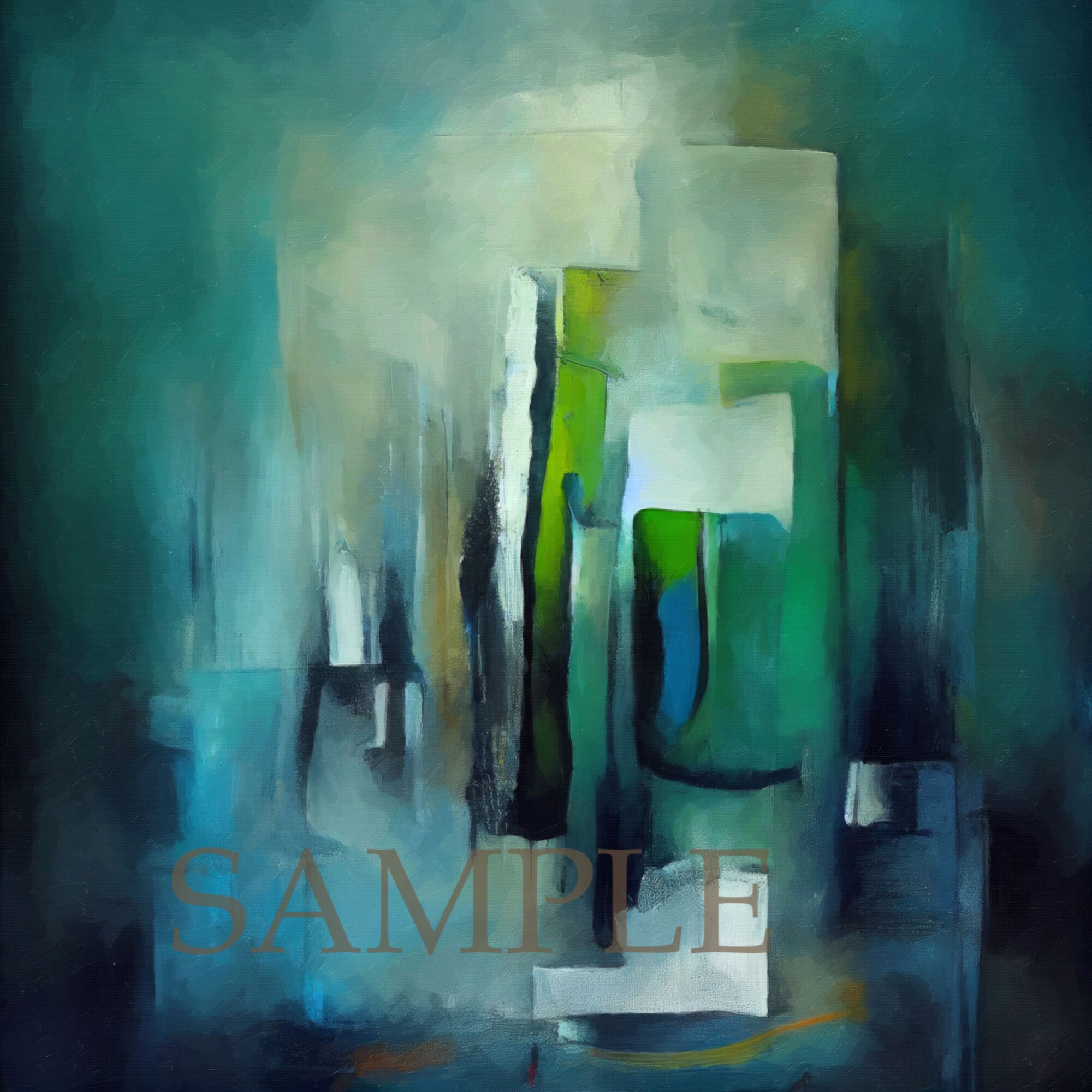 Printable Abstract Art, Green & Turquoise Abstract Art Paintings ...