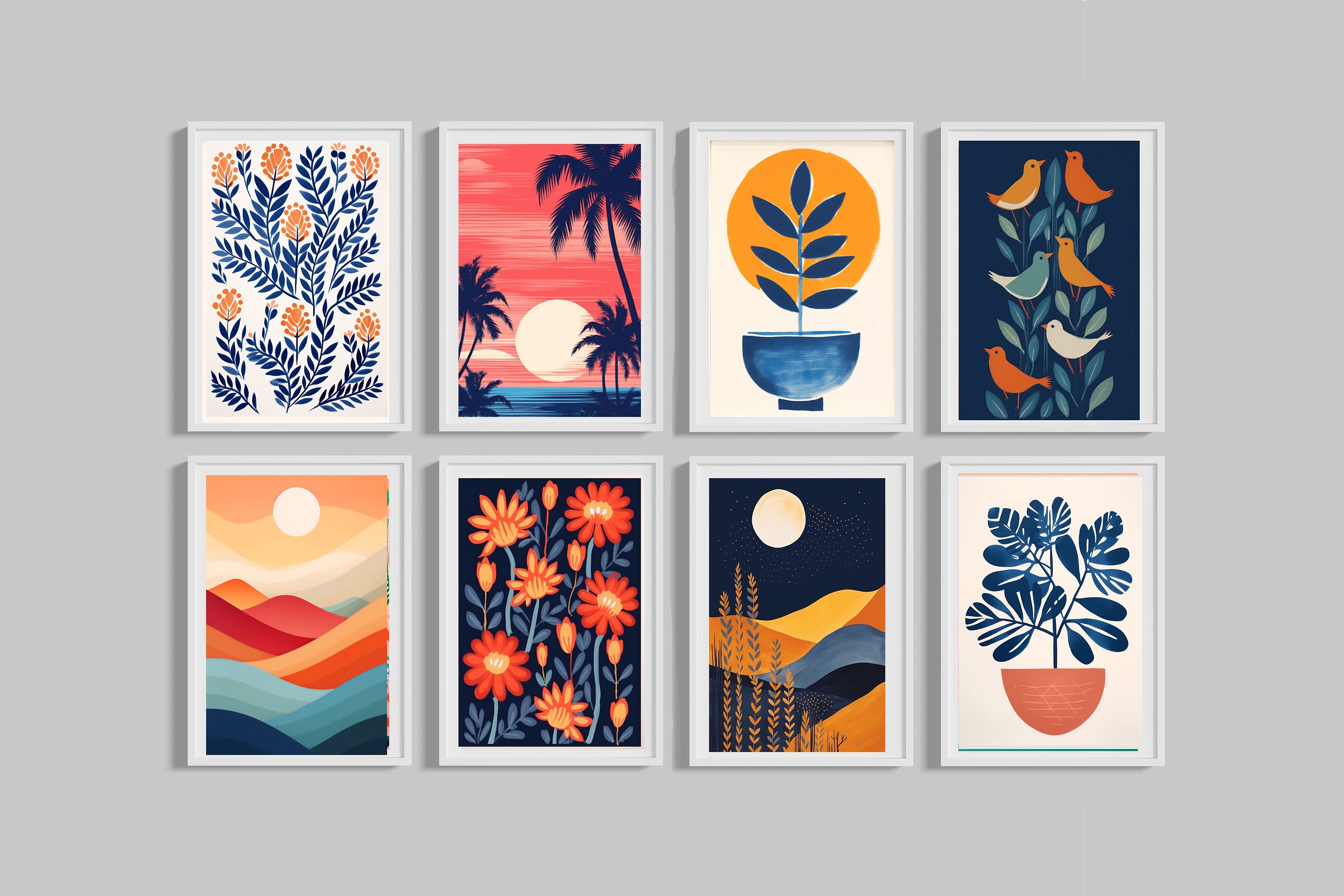 Colorful Art Gallery Wall, Printable Original Paintings for Download ...