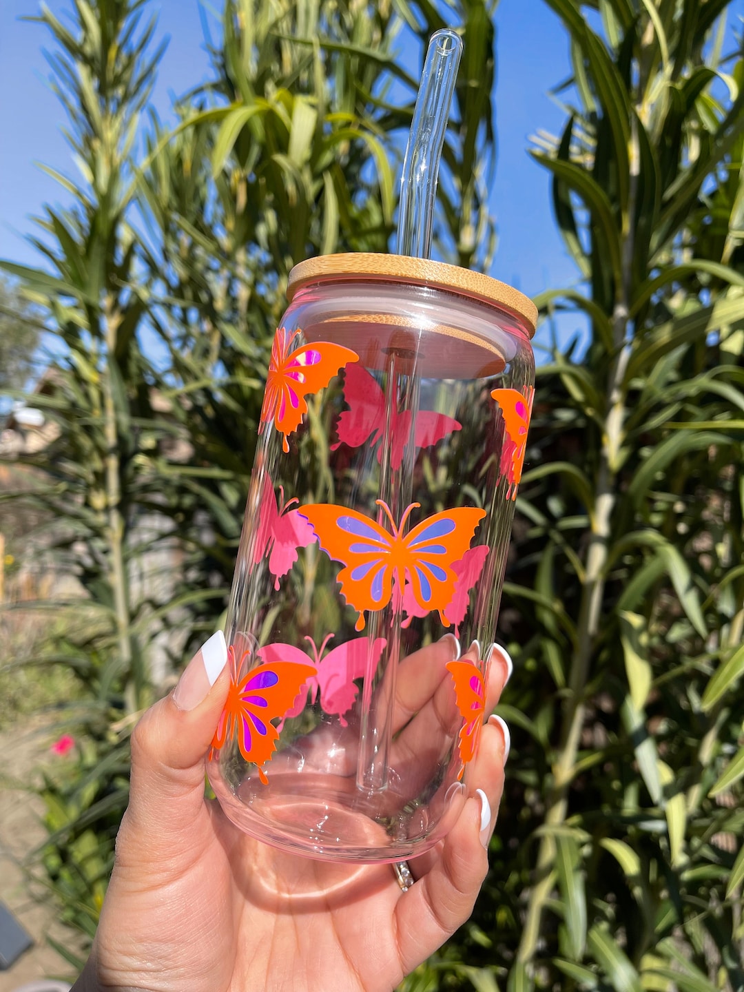 Holographic Butterfly Glass Cup Design | Coffee Lover Gift | Coffee Cup ...
