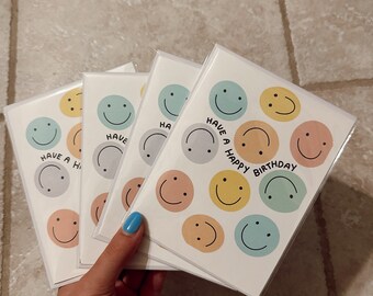 Smiley Face Birthday Card: Print at Home (PDF) - Etsy