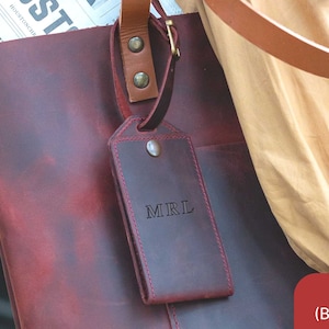 Personalized Leather Luggage Tag: Handmade Custom Duffle Bag Tag - Etsy