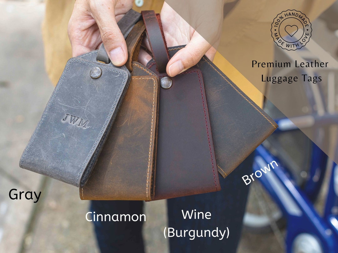 Personalized Leather Luggage Tag: Handmade Custom Duffle Bag Tag - Etsy