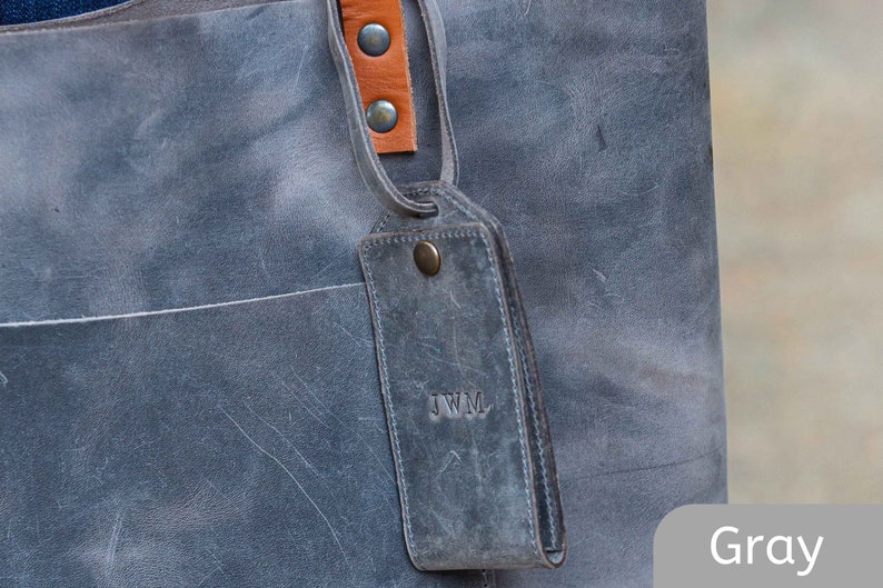 Personalized Leather Luggage Tag: Handmade Custom Duffle Bag Tag - Etsy