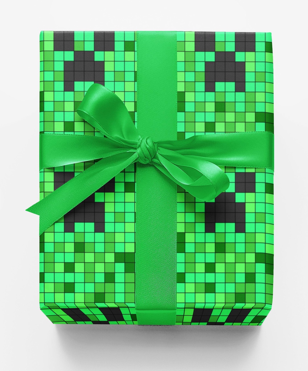 Minecraft Creeper Kid's Birthday Green Gift Wrap Video Game Theme Party ...