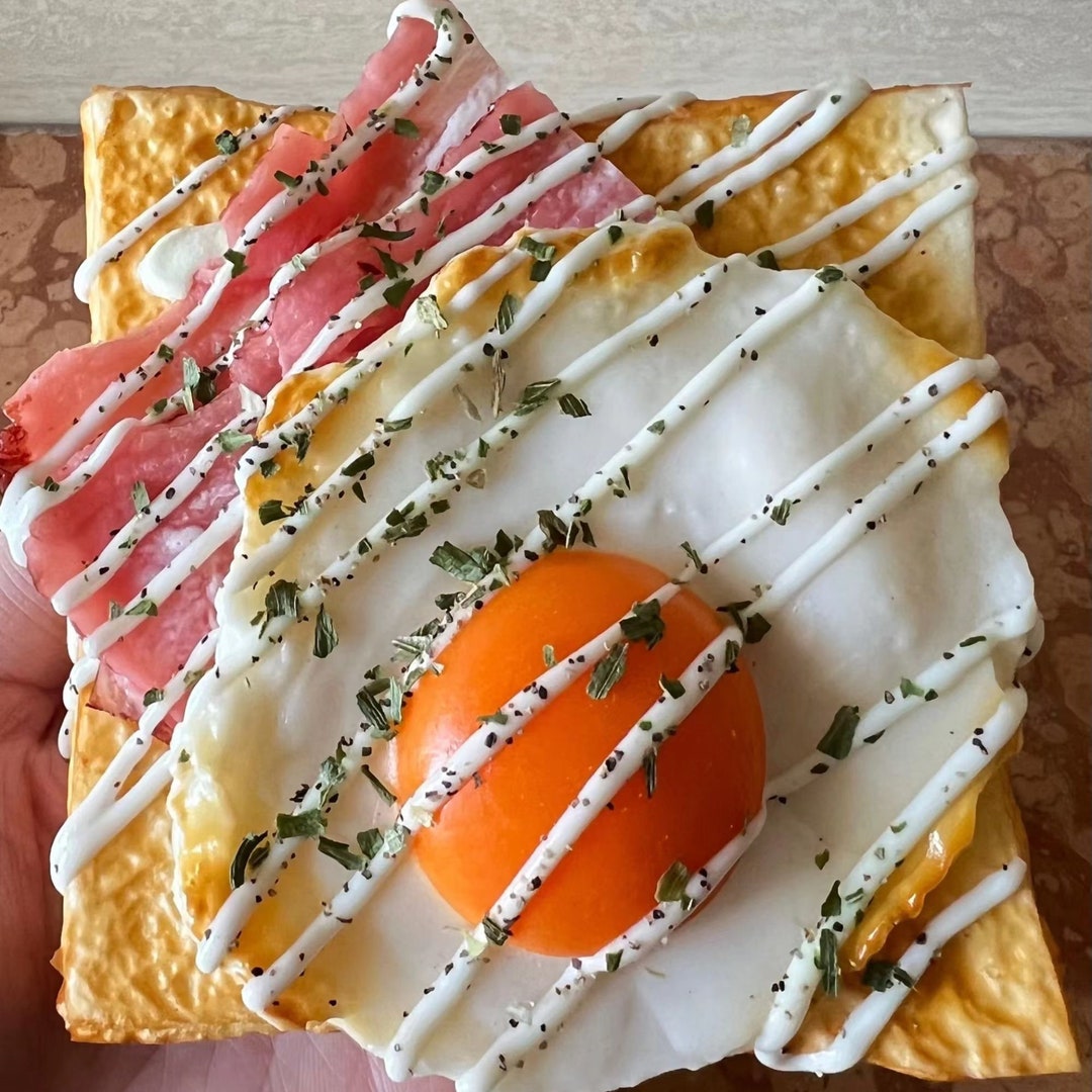 Artificial Toast With Fried Egg and Bacon Toast Sculpture Kitchen ...
