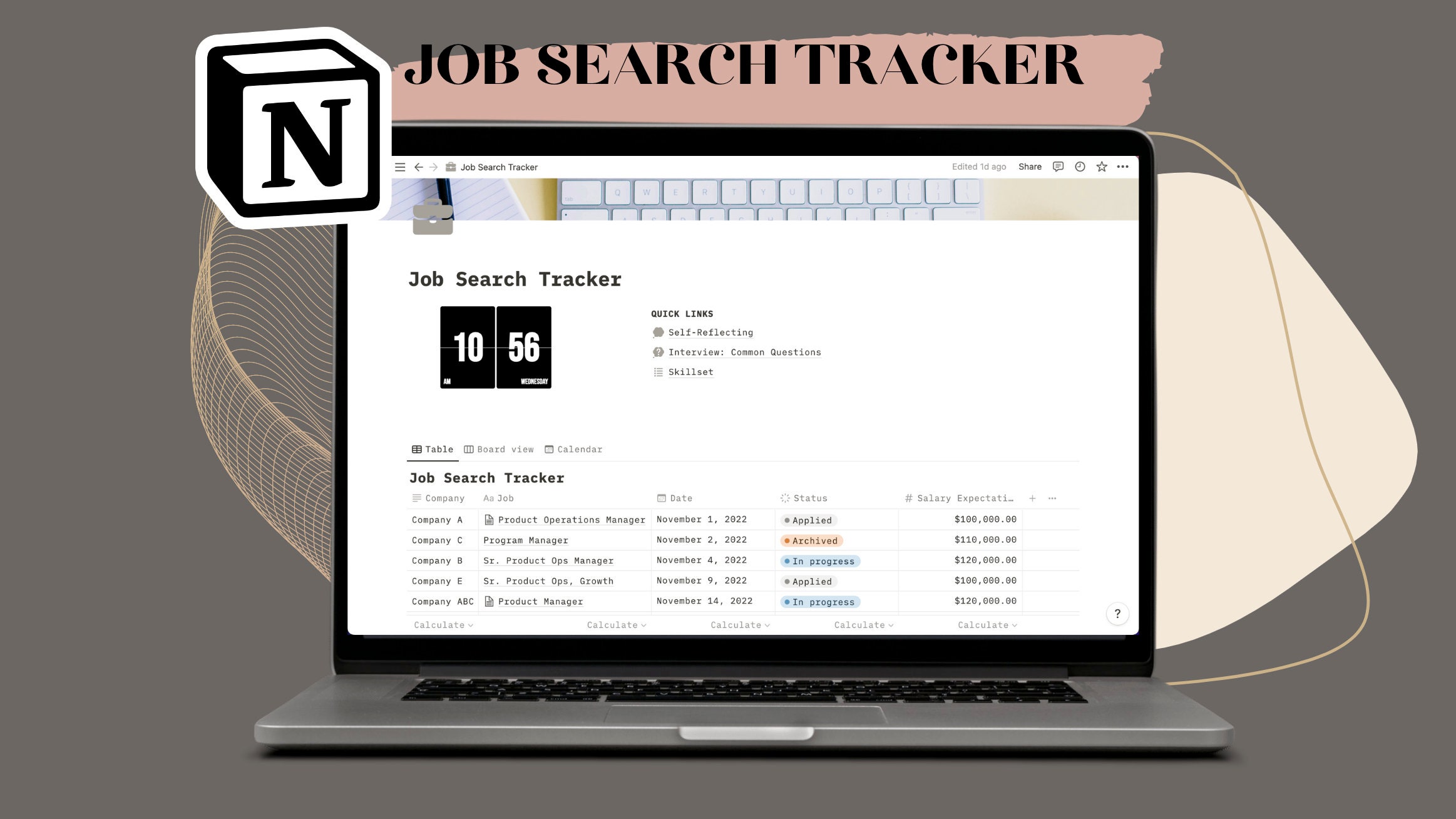 Notion Template Simple Job Search Dashboard & Application Tracker - Etsy