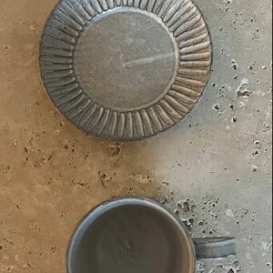 Handcraft Texture Coffee Mug With Plate | Handmade Gift | Stoneware ...