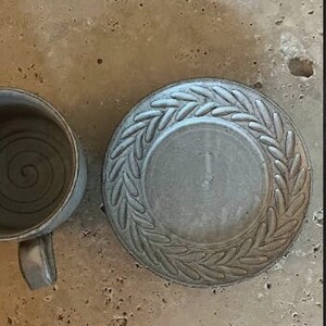 Handcraft Texture Coffee Mug With Plate | Handmade Gift | Stoneware ...