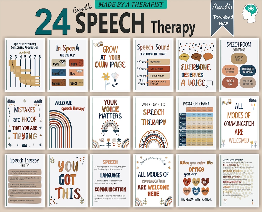24 Speech Language Pathologist Poster Decor SLP Office Therapist Room ...