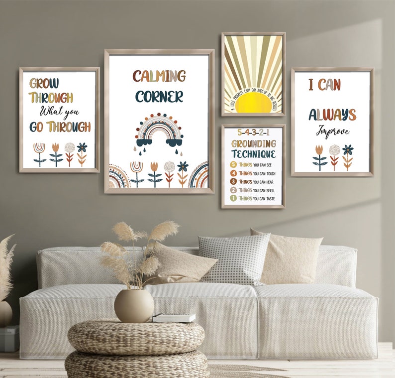 35 Boho Calm Corner Printables Feelings Chart Counselor Posters Science ...