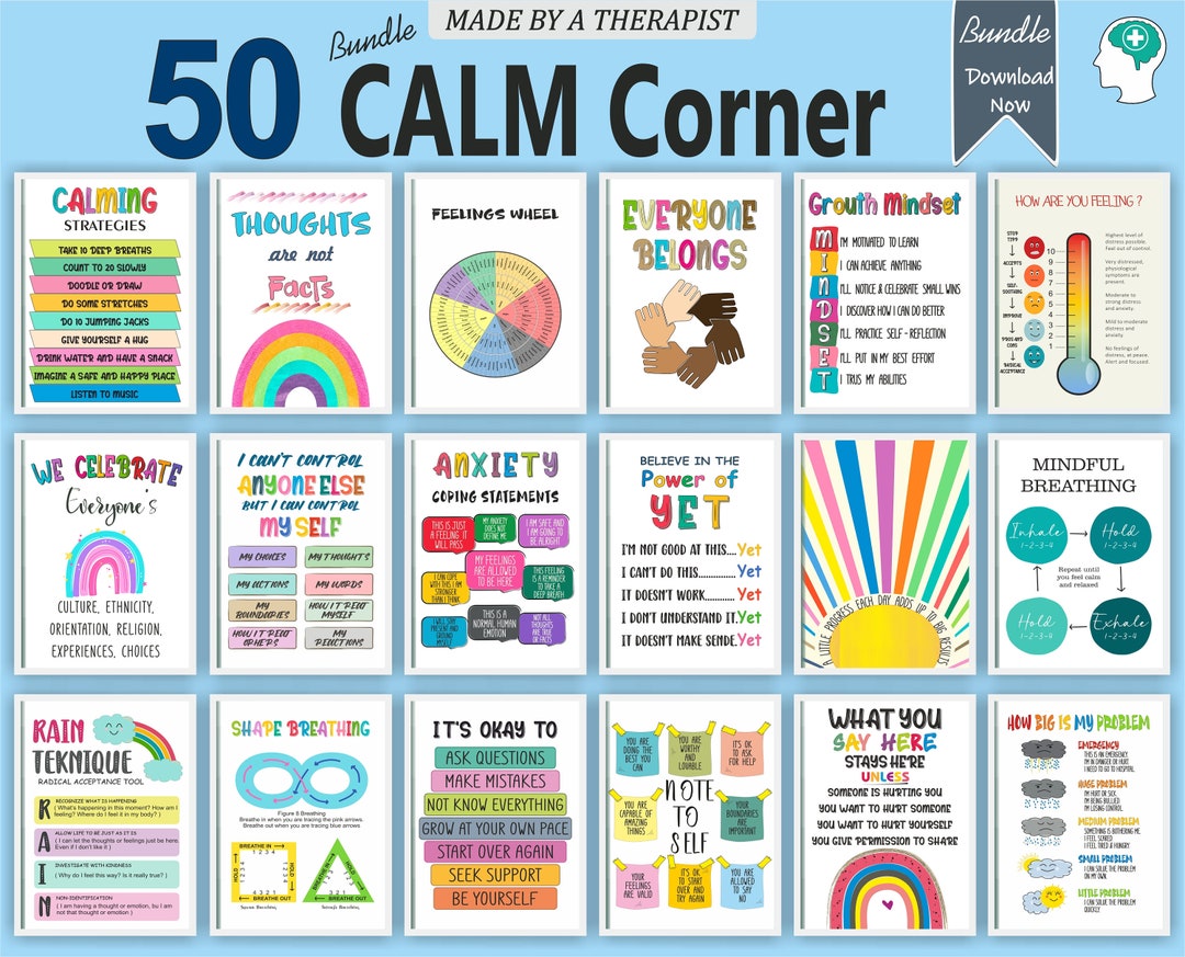 50 Calming Corner Posters School Counselor Posters Calm Corner - Etsy