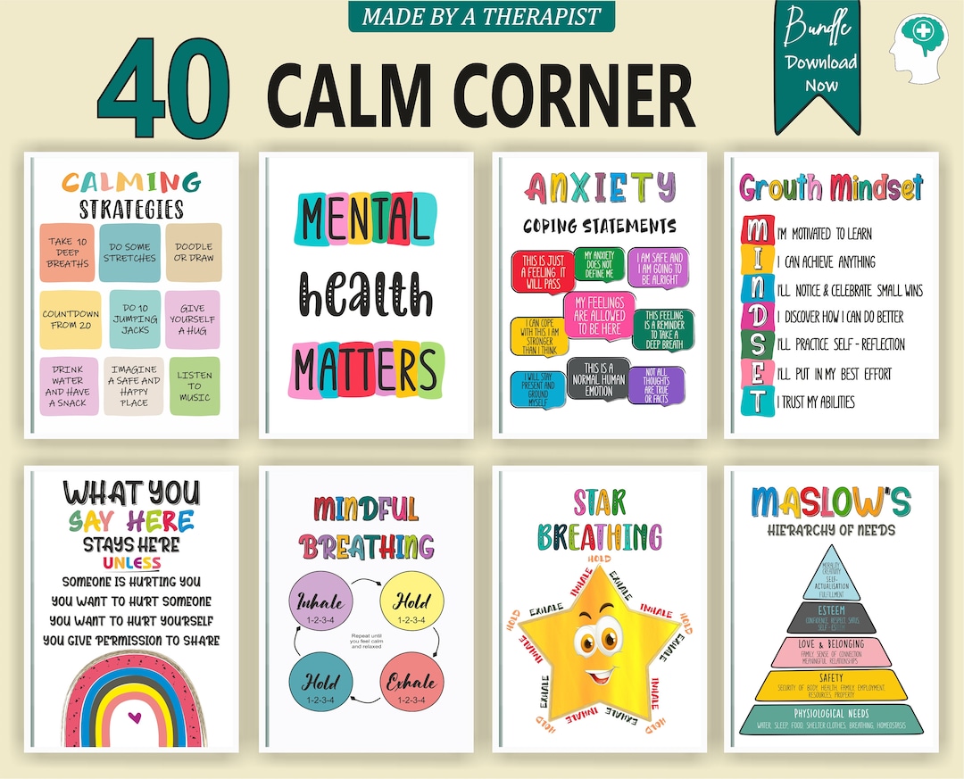 40 Mental Health Poster for Office, Calming Corner Printable, Mental ...