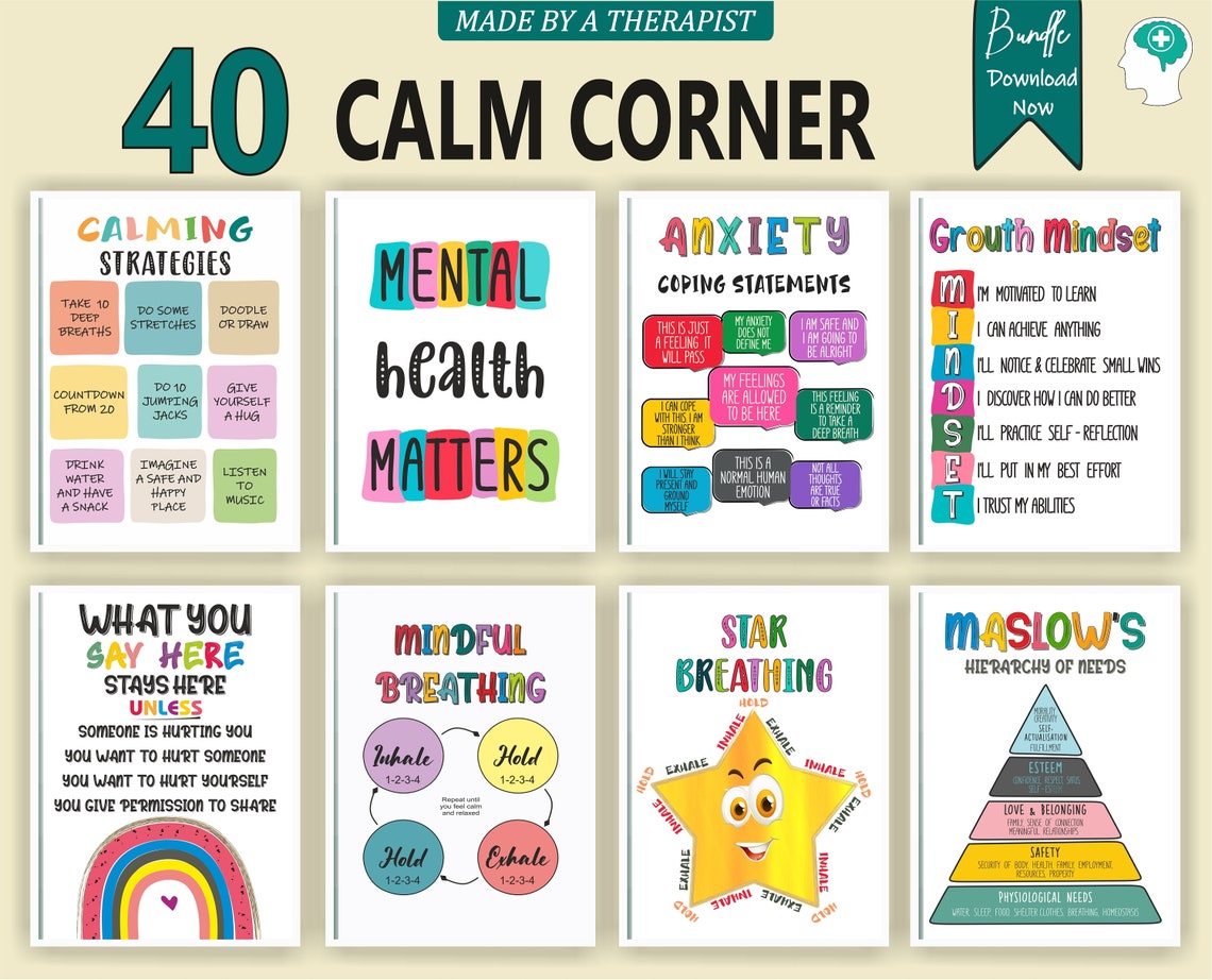 40 Mental Health Poster for Office, Calming Corner Printable, Mental ...