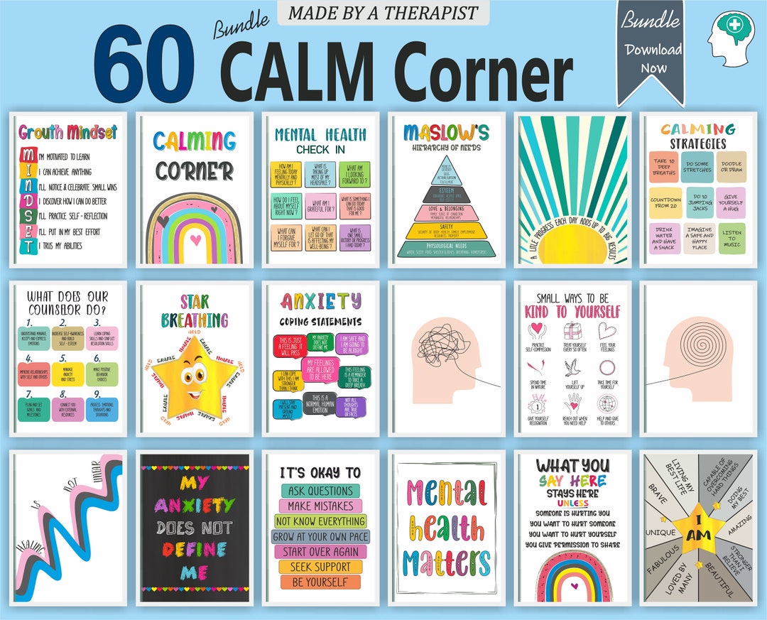 60 Calm Colors Classroom Decor School Counselor Office Therapy Art ...