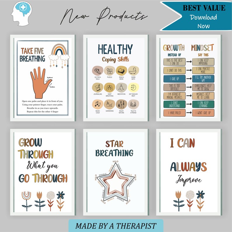 35 Boho Calm Corner Printables Feelings Chart Counselor Posters Science ...