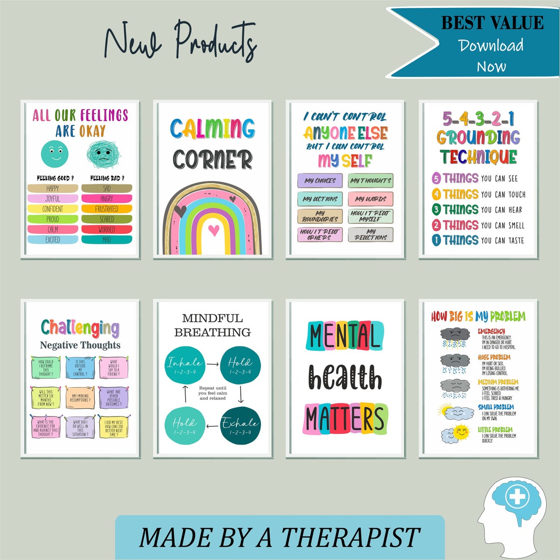 45 Calm Down Corner Calming Corner Posters Rainbow Breathing Self ...