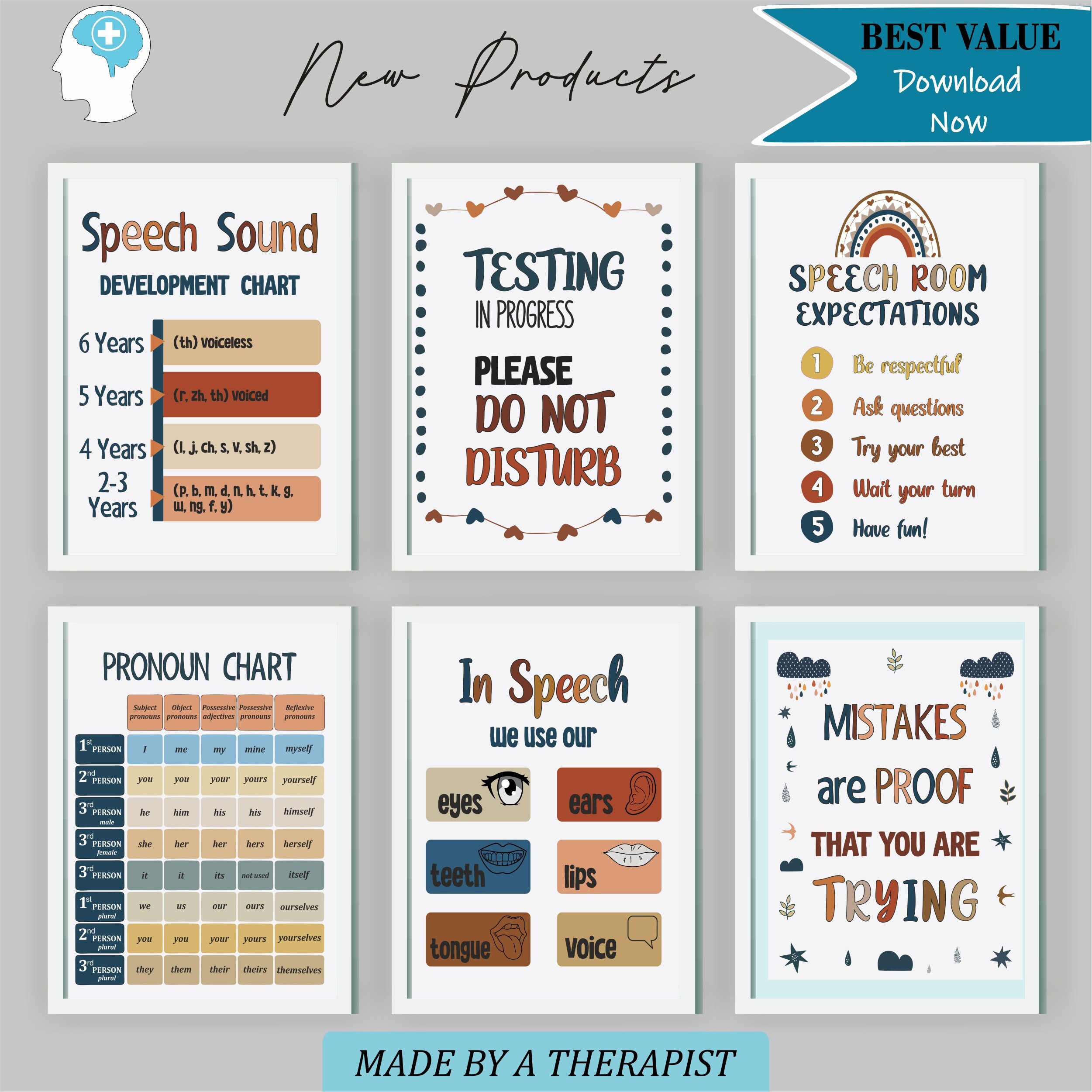 24 Pronoun Chart Work Sheets Speech Matters Porter Printables SLP ...